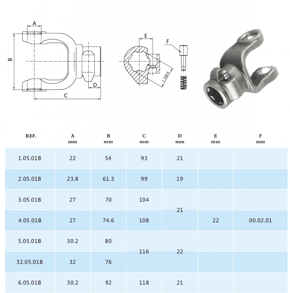 Splined Yoke With Push Pin / Quick Release Yoke - MR Driveline